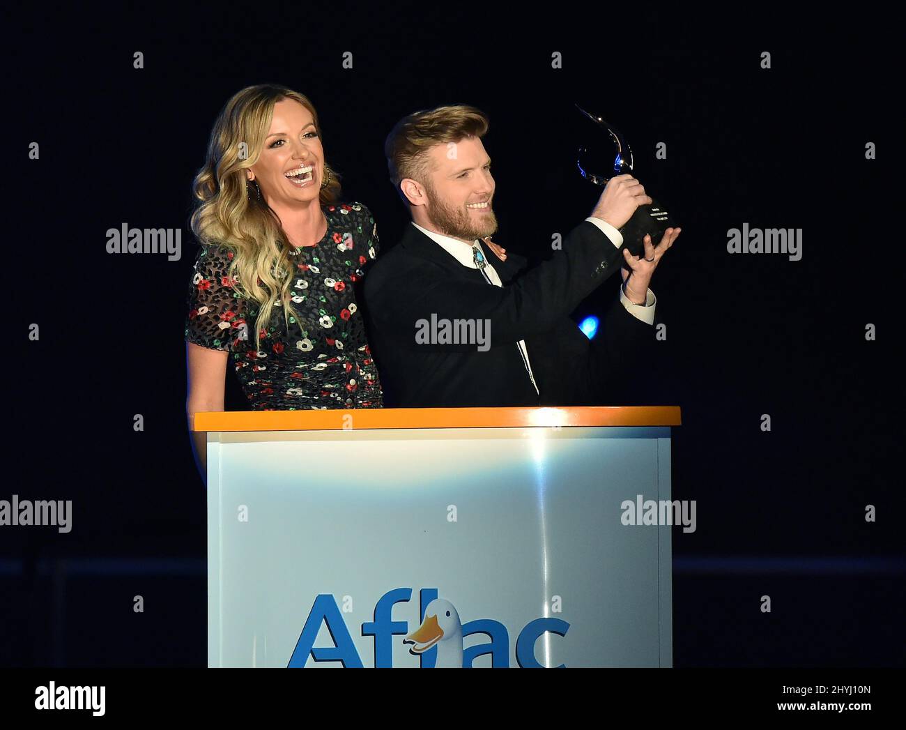 Carly Pearce and Brandon Lay performing at the 7th ACM Party For a ...