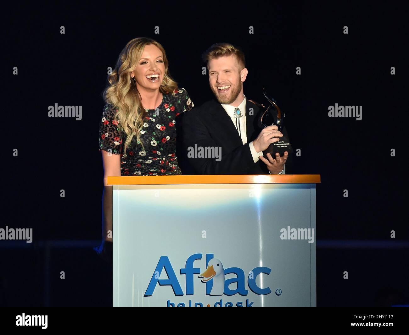 Carly Pearce and Brandon Lay performing at the 7th ACM Party For a ...