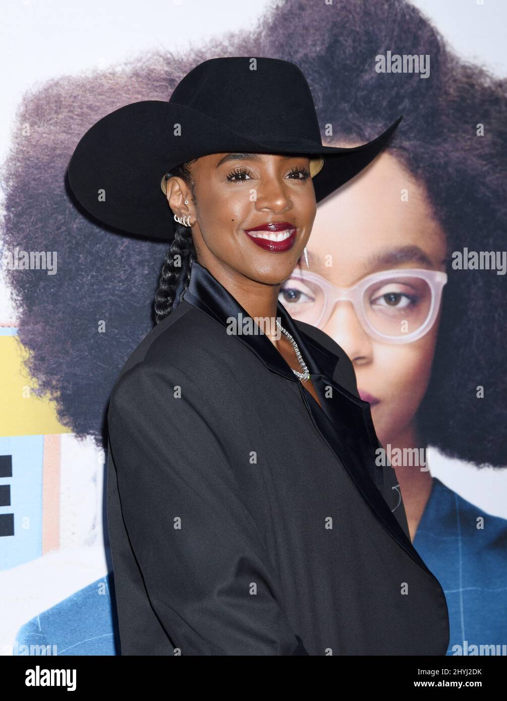 Kelly Rowland attending the Los Angeles premiere of Little Stock Photo ...