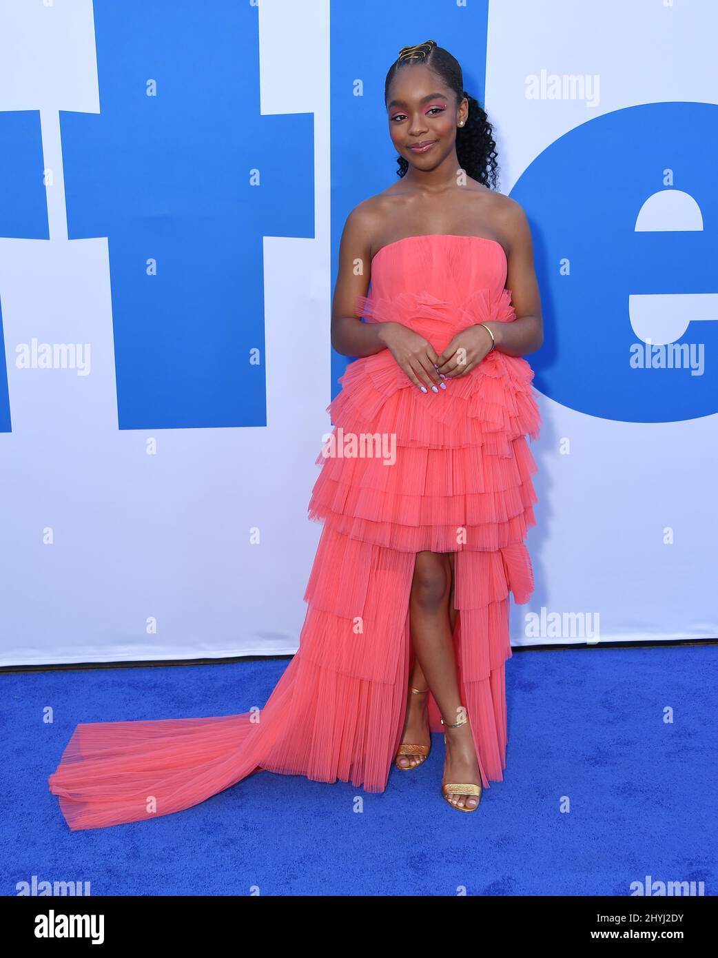 Marsai Martin attending the Los Angeles premiere of Little Stock Photo ...