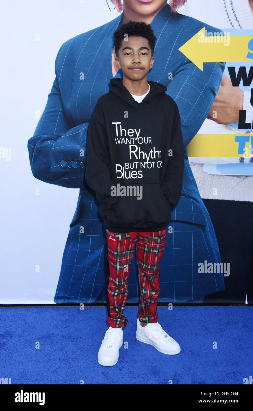 Miles Brown attending the Los Angeles premiere of Little Stock Photo ...