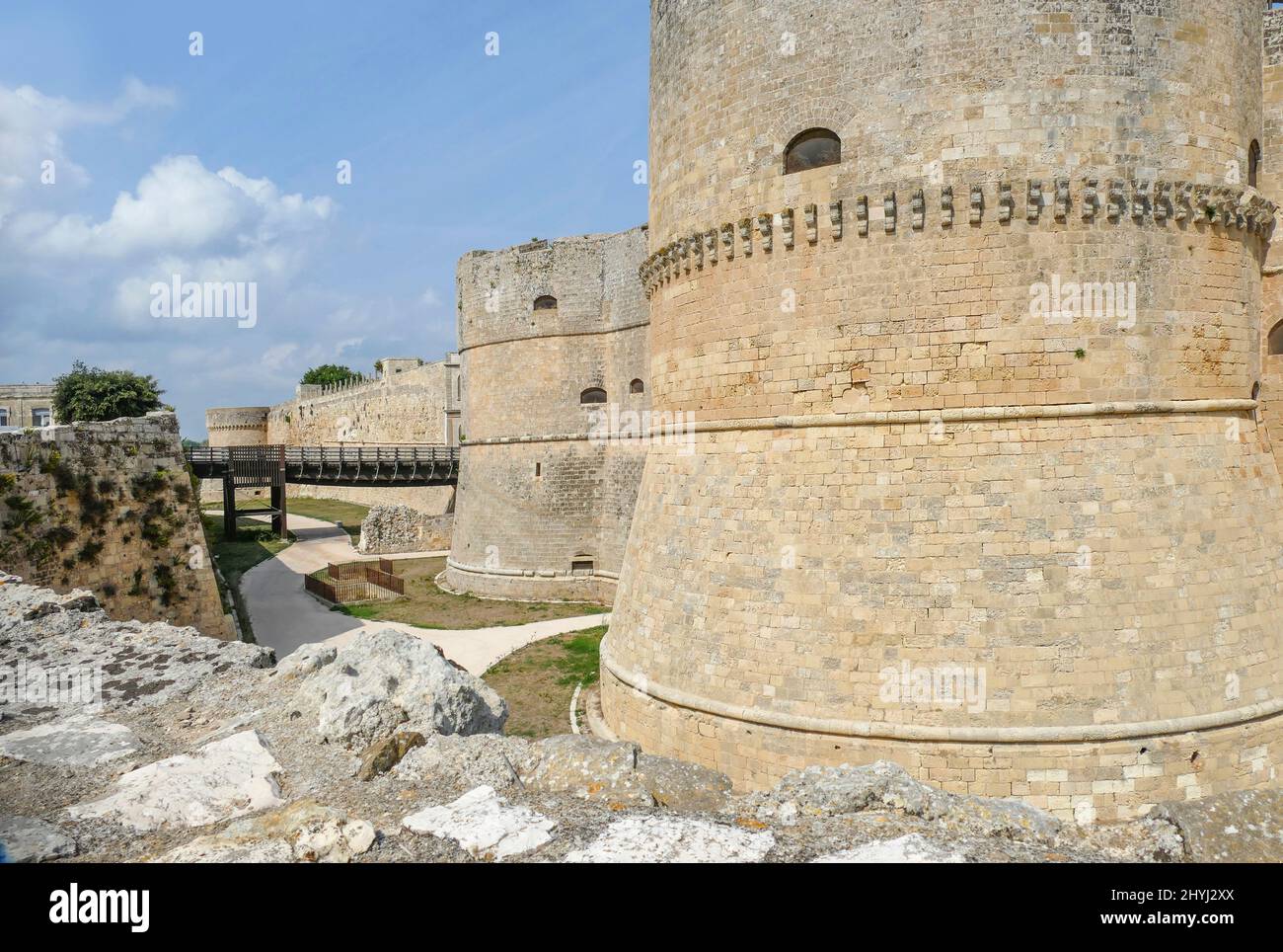 Scenery around the fortress Castello Aragonese in Otranto, a town in ...
