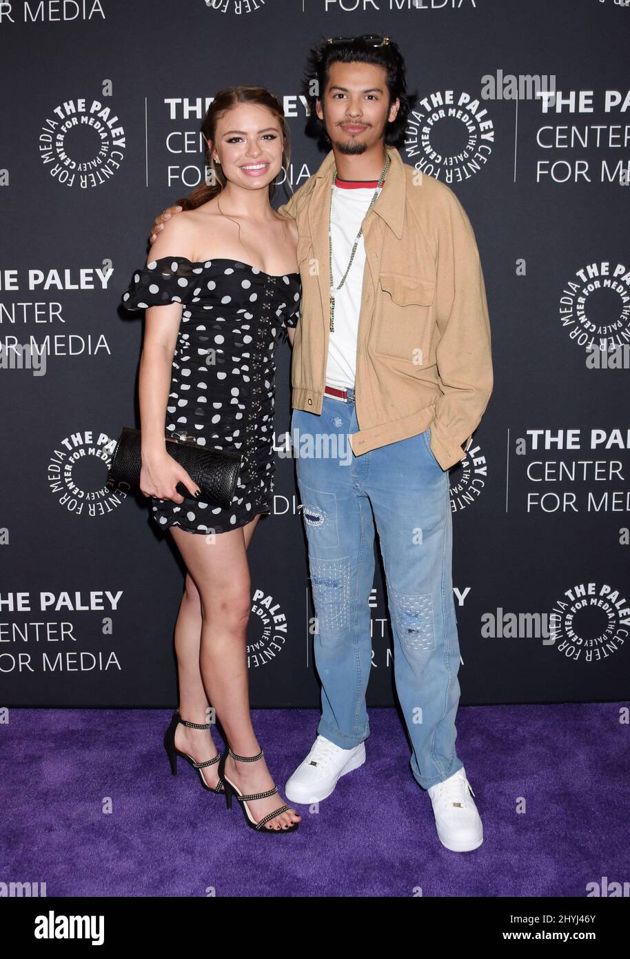 Hannah Kepple and Xolo Mariduena attending the season two premiere of Cobra Kai, in Los Angeles ...