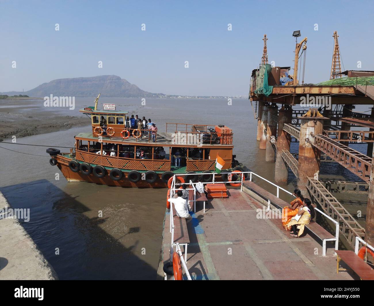 Ferry service and bridge construction at Revas jetty near Alibag state ...