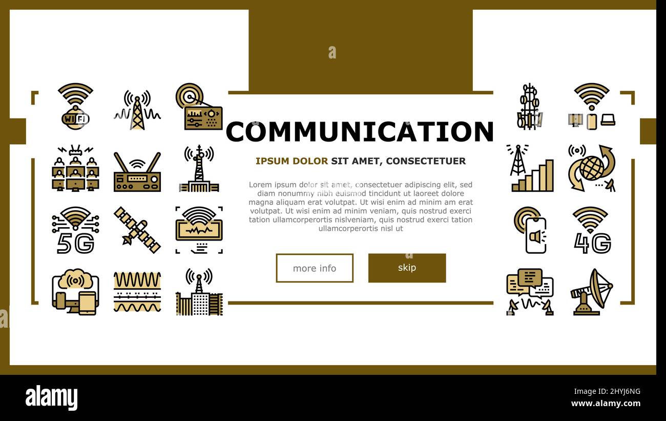 Telecommunication Technology Landing Header Vector Stock Vector Image ...
