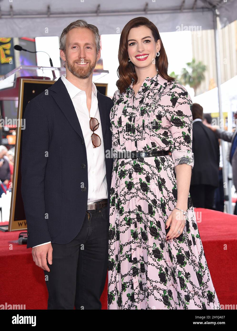 Adam Shulman, Anne Hathaway during a Hollywood Walk of Fame star ...