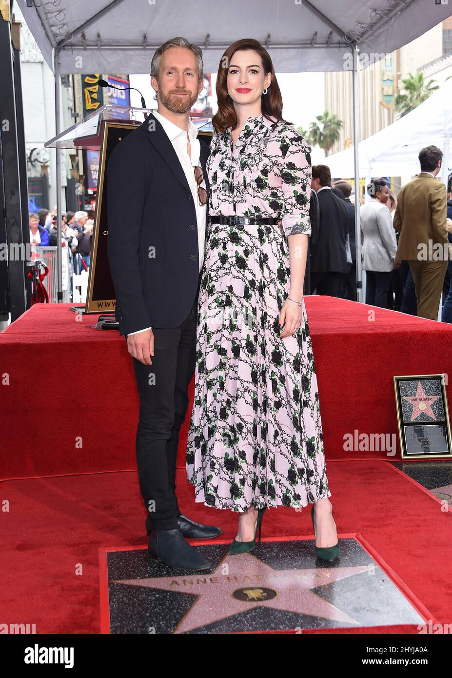 Adam Shulman, Anne Hathaway during a Hollywood Walk of Fame star ...