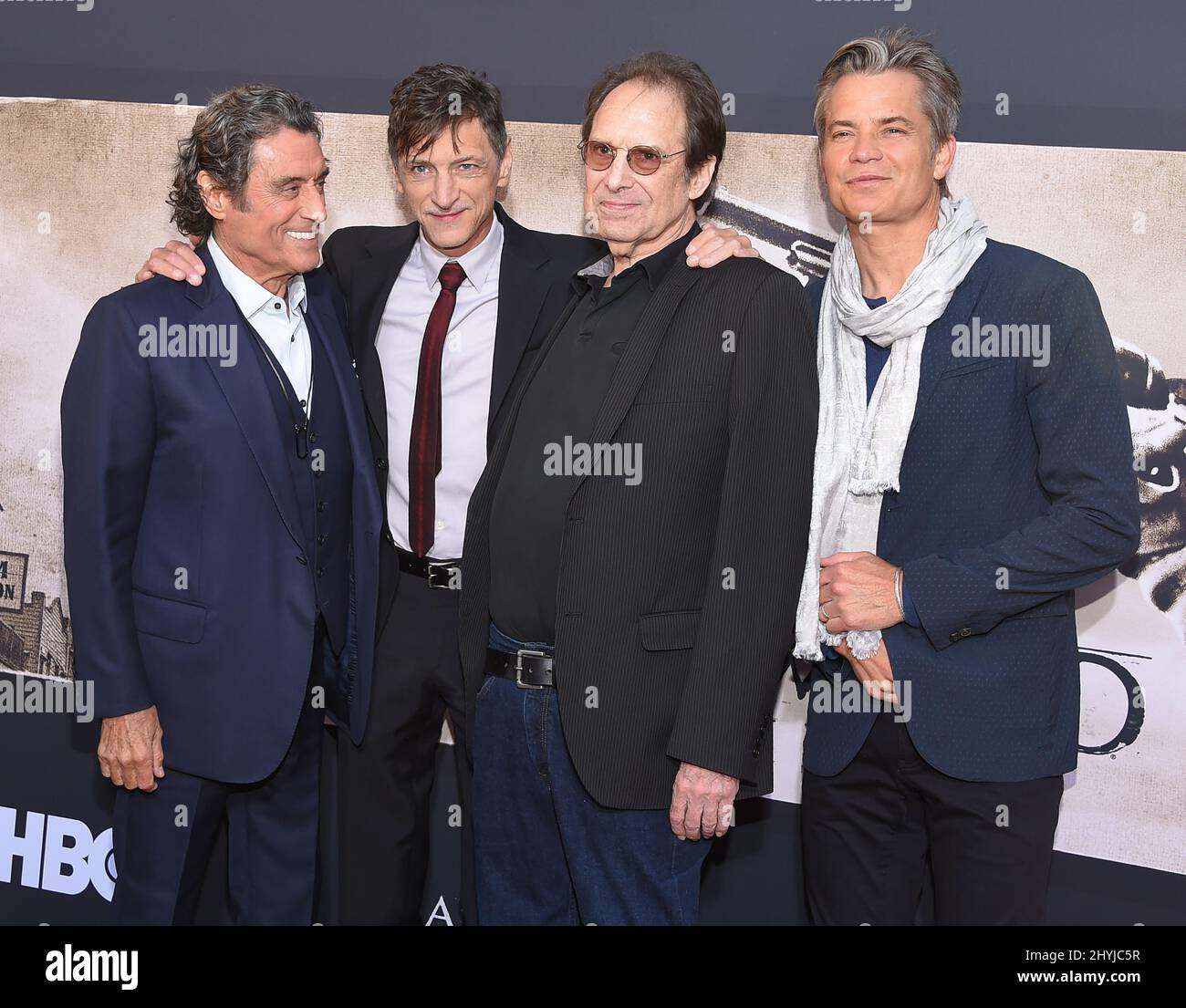 Ian McShane, John Hawkes, David Milch and Timothy Olyphant at HBO Films ...