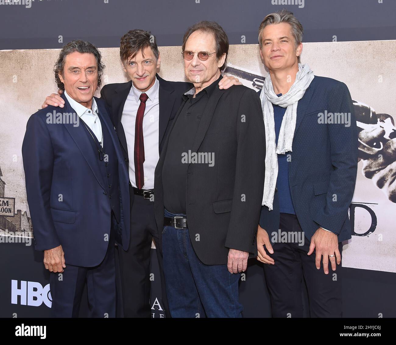 Ian McShane, John Hawkes, David Milch and Timothy Olyphant at HBO Films ...