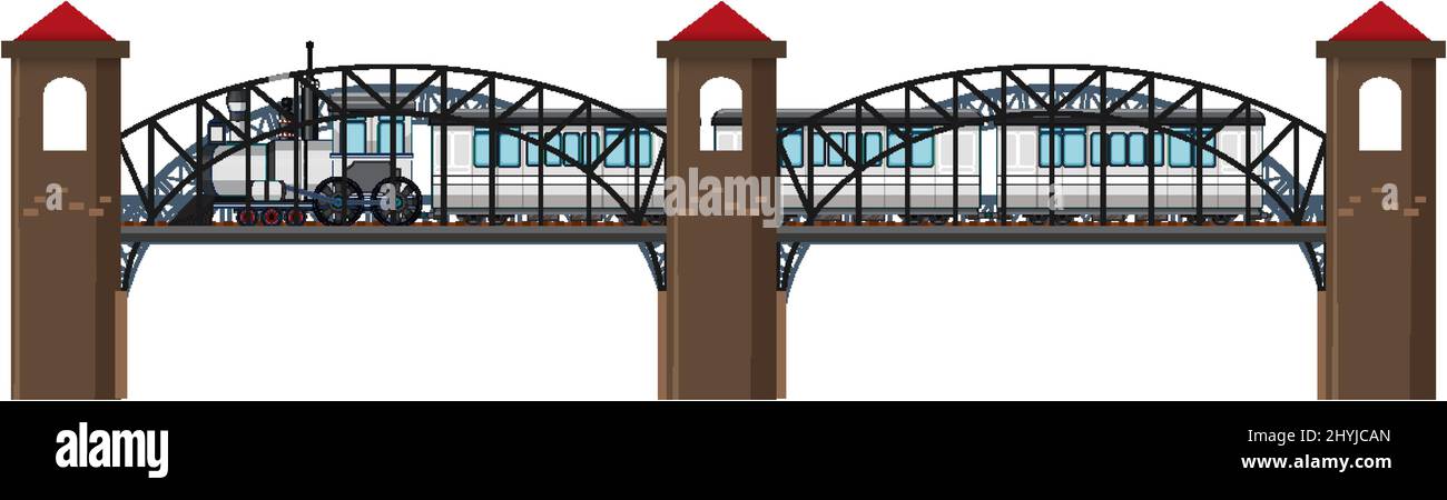 Steam locomotive crossing bridge Stock Vector Images - Alamy