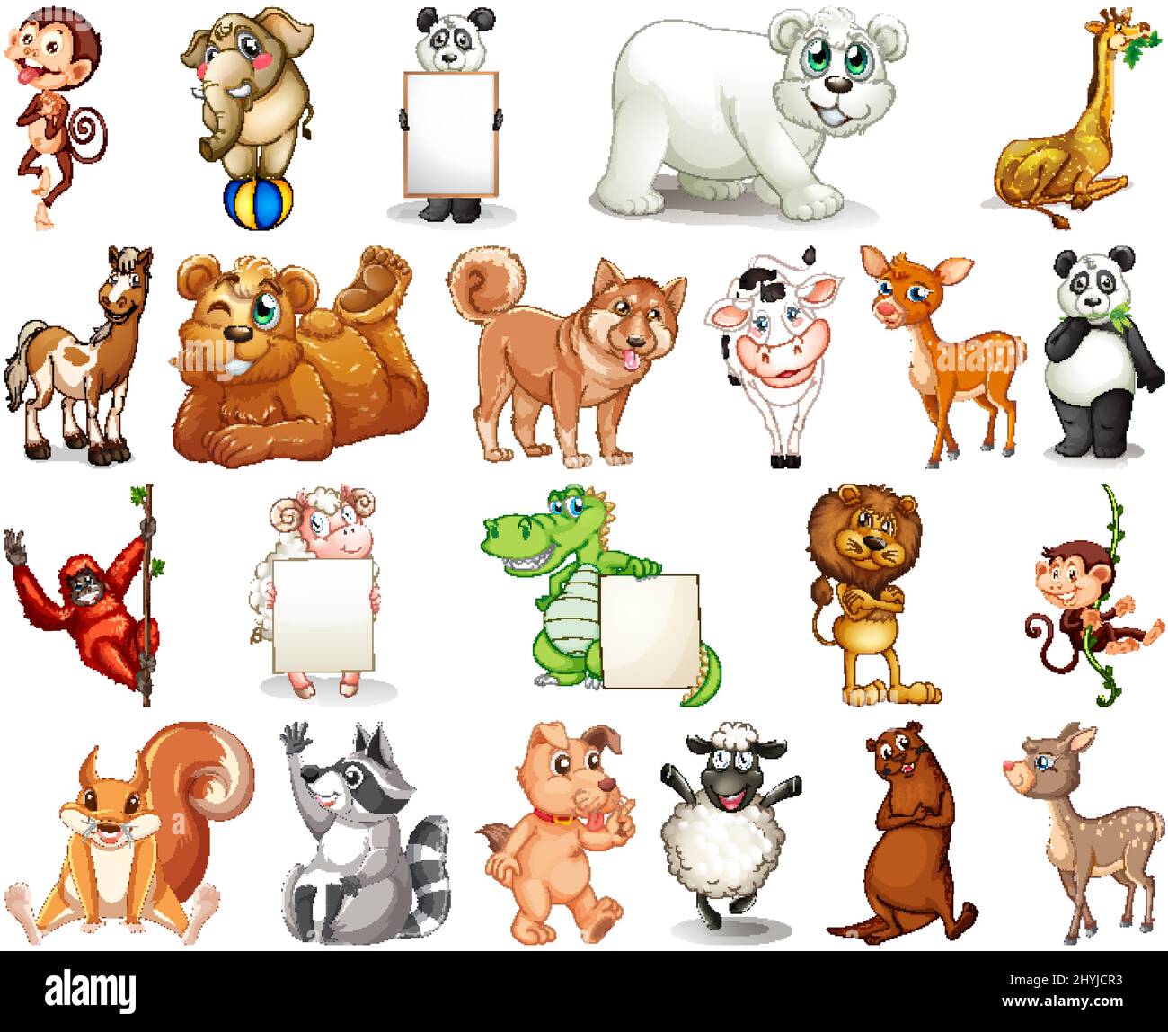 Set of animal cartoon character illustration Stock Vector Image & Art ...