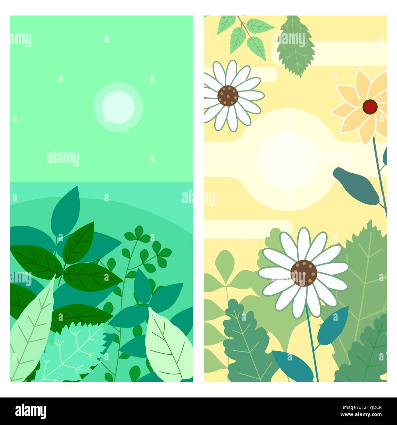 Set of floral spring leaves and flowers vertical backgrounds social ...
