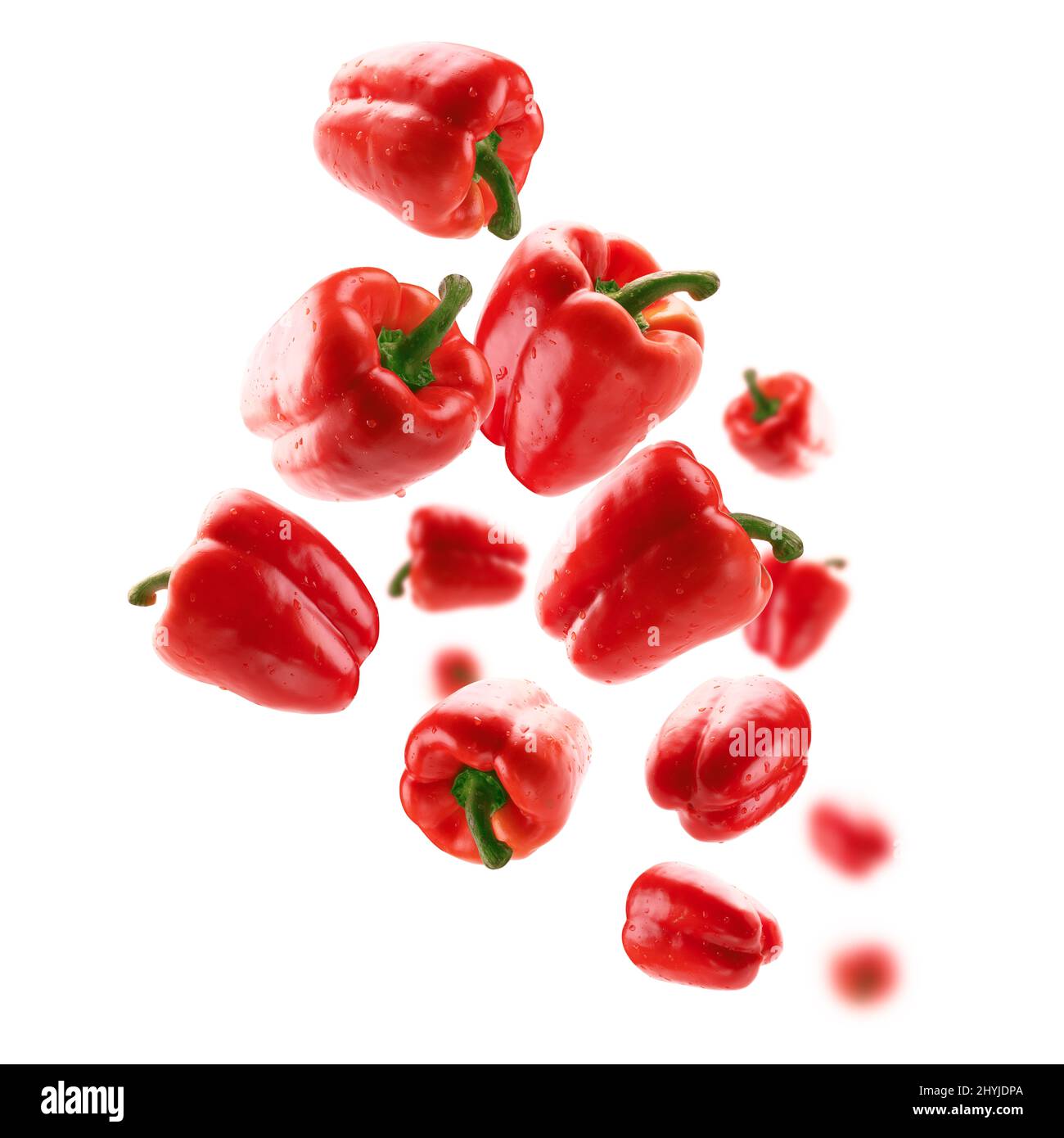 Red paprika levitates on a white background Stock Photo - Alamy