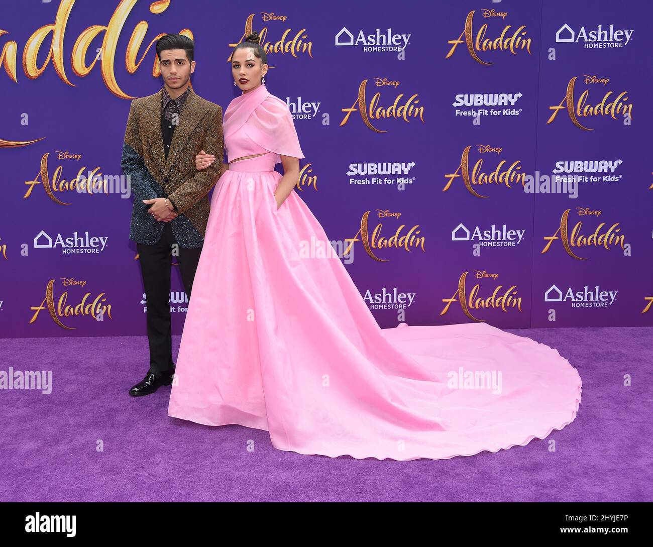 Naomi Scott and Mena Massoud arriving to the 'Aladdin' World Premiere ...