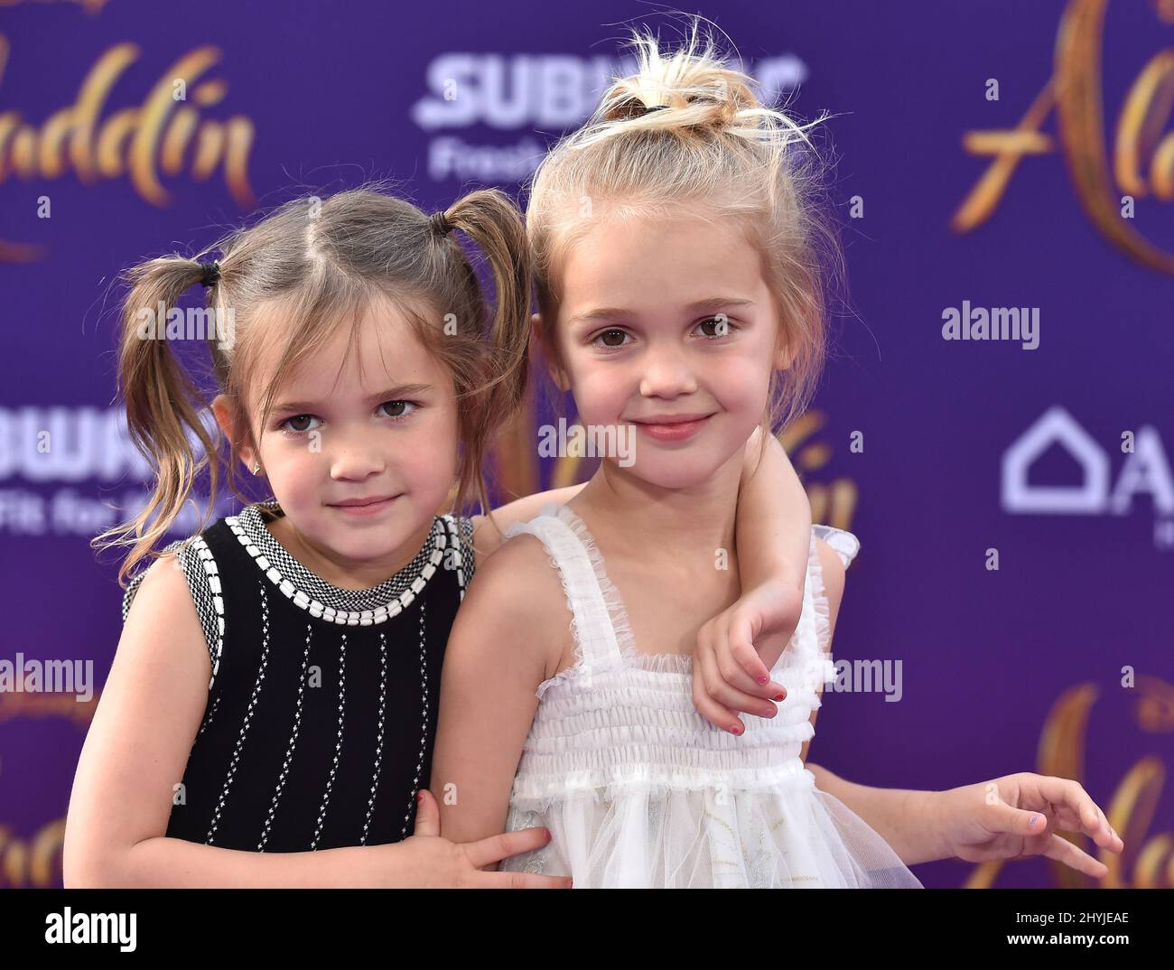 Emma Stauffer and Mila Stauffer arriving to the 'Aladdin' World ...