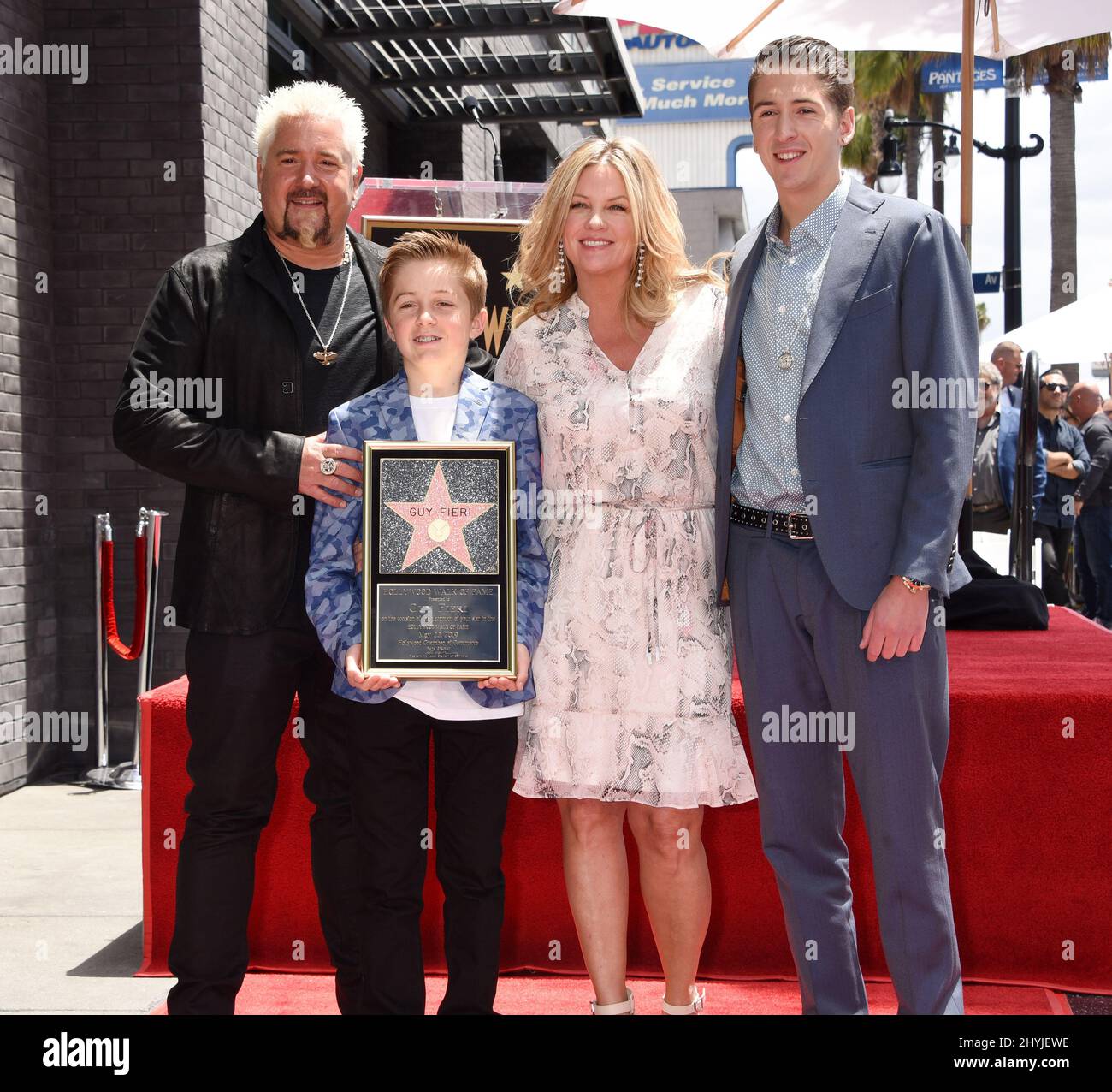Guy Fieri, Lori Fieri, Hunter Fieri and Ryder Fieri at his Hollywood ...