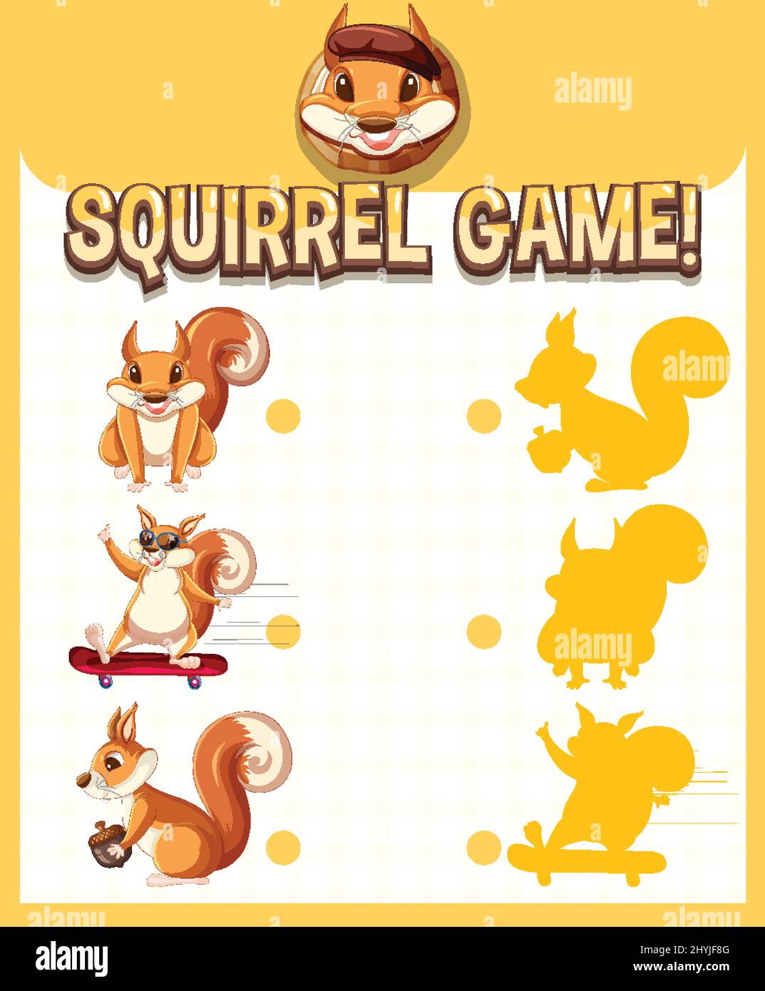 A squirrel matching game worksheet for children illustration Stock ...