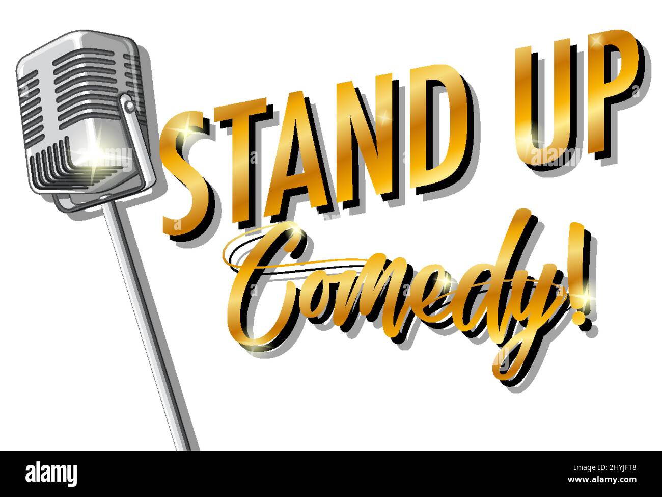 Stand Up Comedy banner with vintage microphone illustration Stock ...