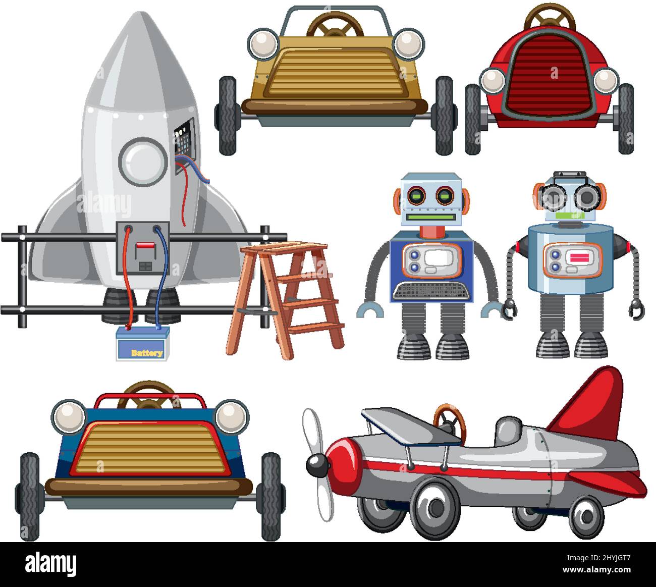 Set of different vintage robots illustration Stock Vector Image & Art ...
