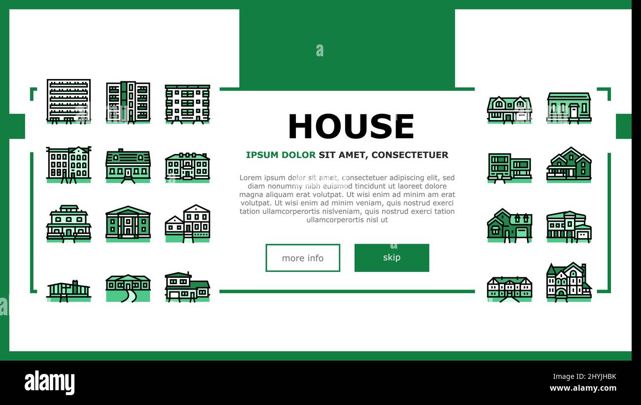 House Architectural Exterior Landing Header Vector Stock Vector Image ...