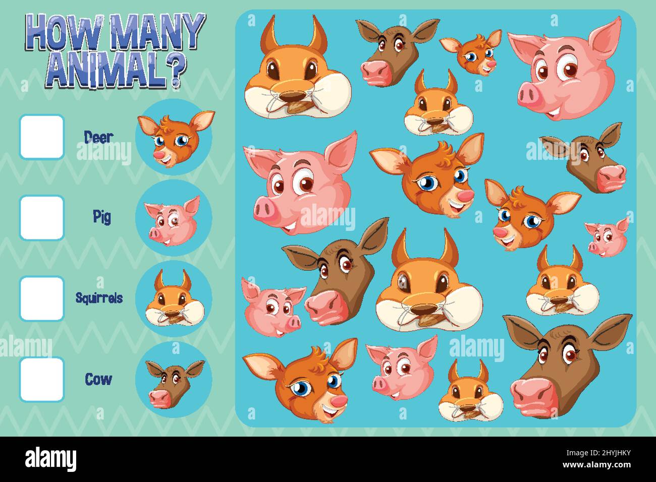 Counting number template with animal illustration Stock Vector Image ...