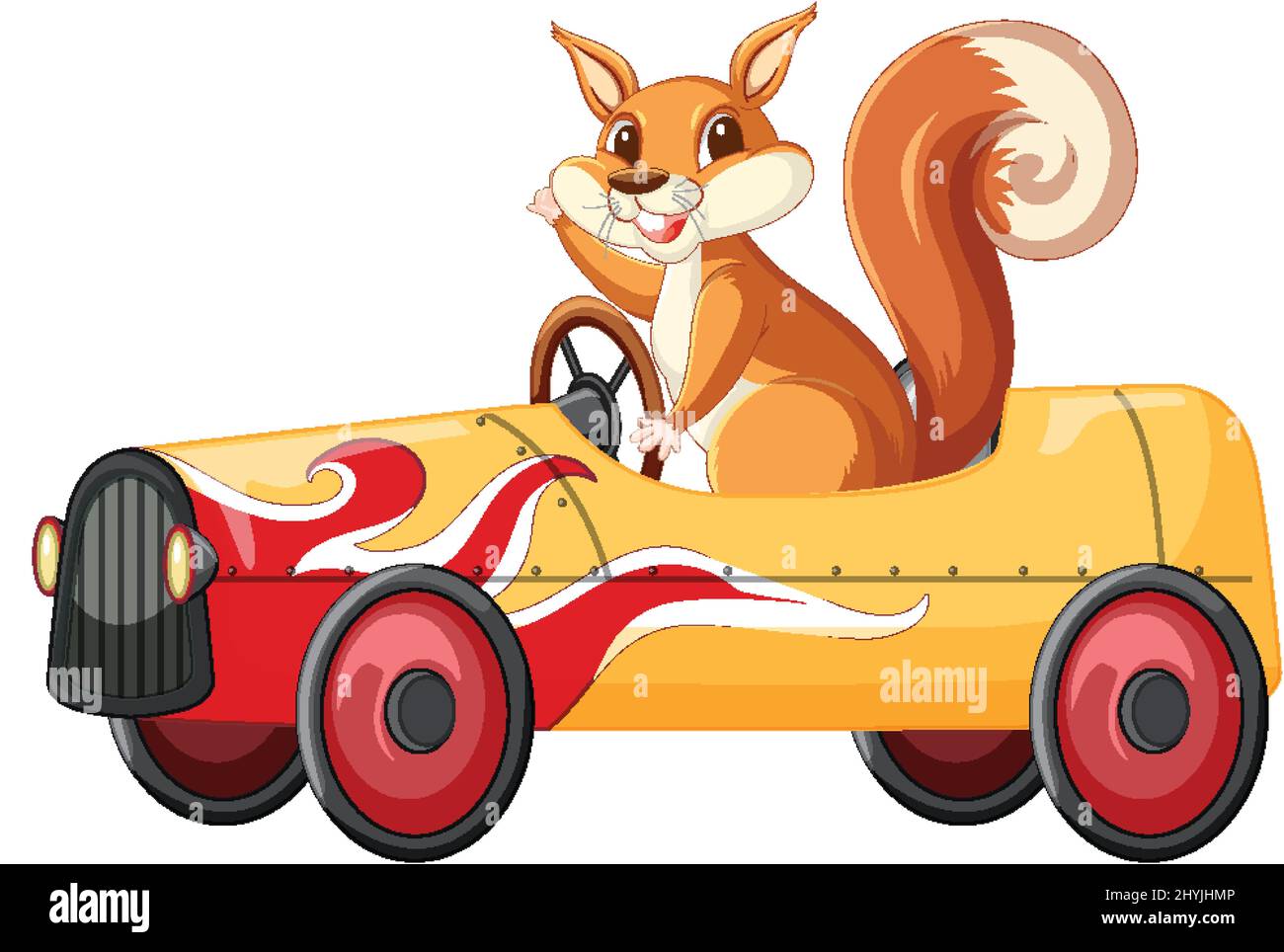 A squirrel driving car on white back ground illustration Stock Vector ...
