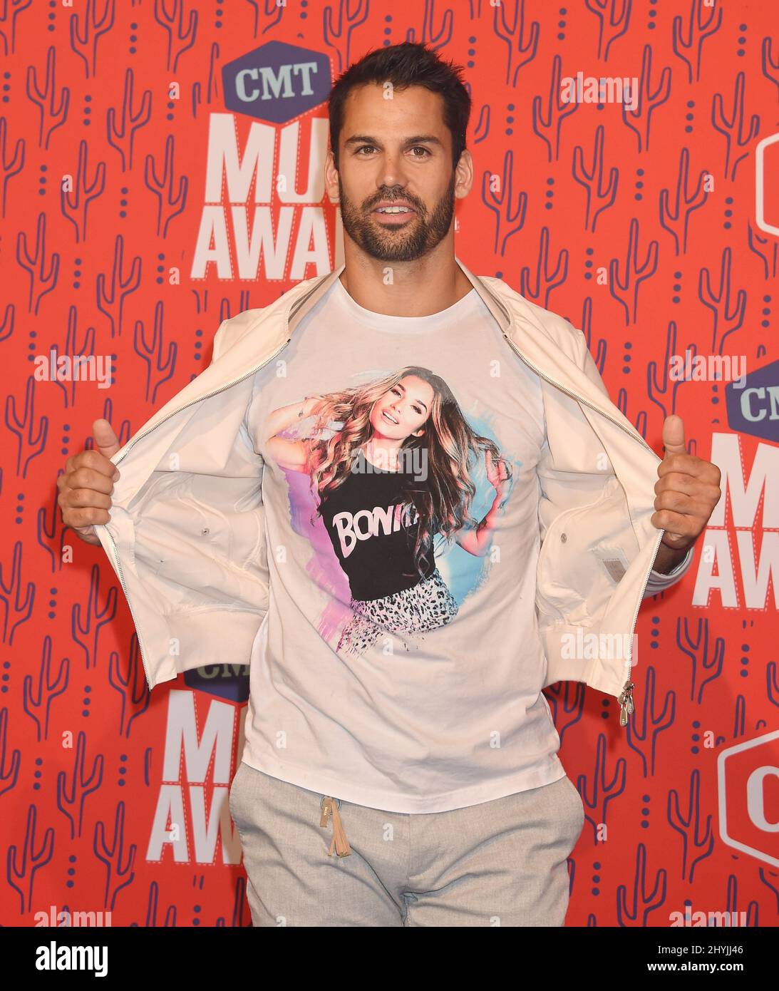 Eric Decker at the 2019 CMT Music Awards held at the Bridgestone Arena ...