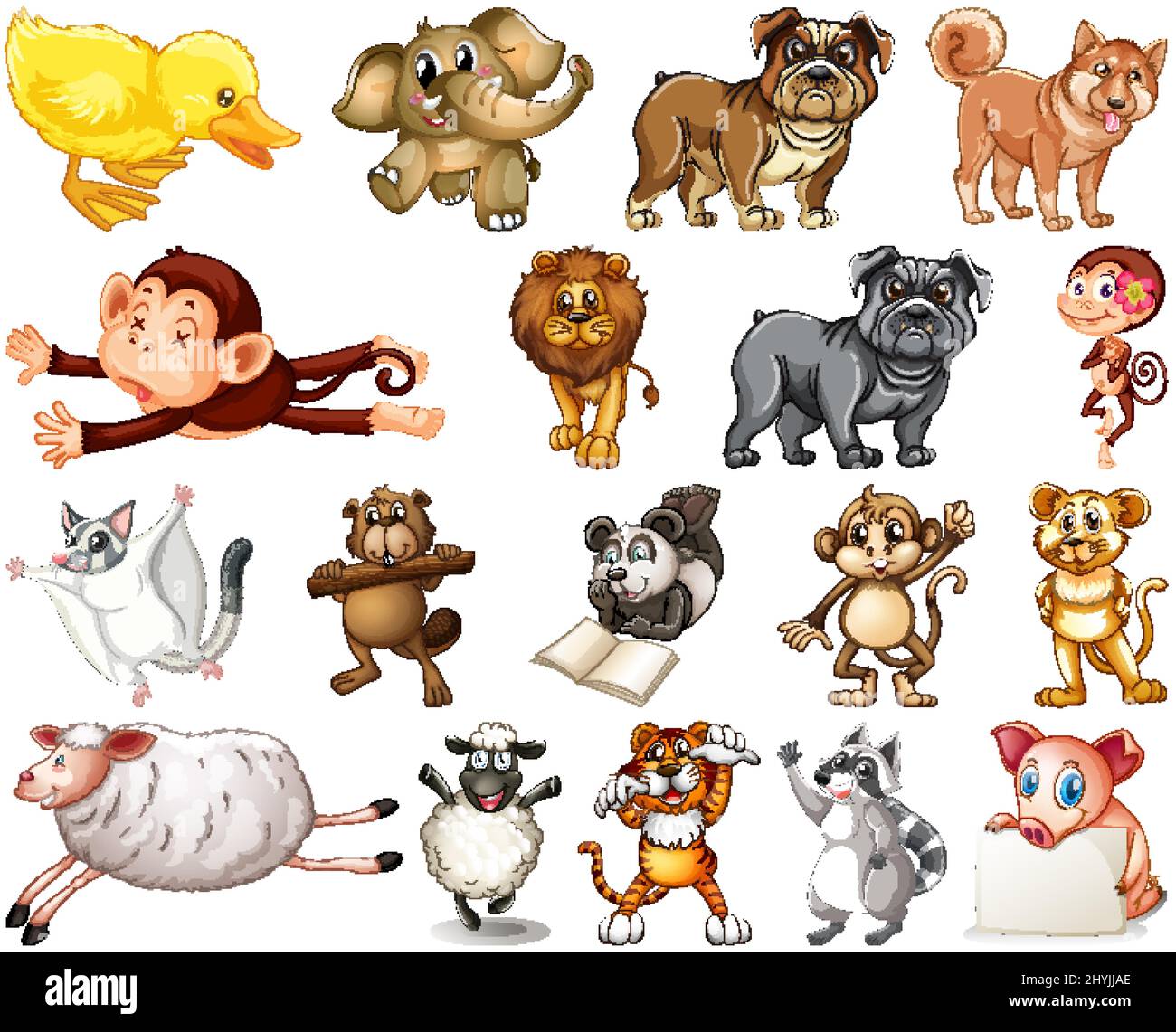 Set of animal cartoon character illustration Stock Vector Image & Art ...