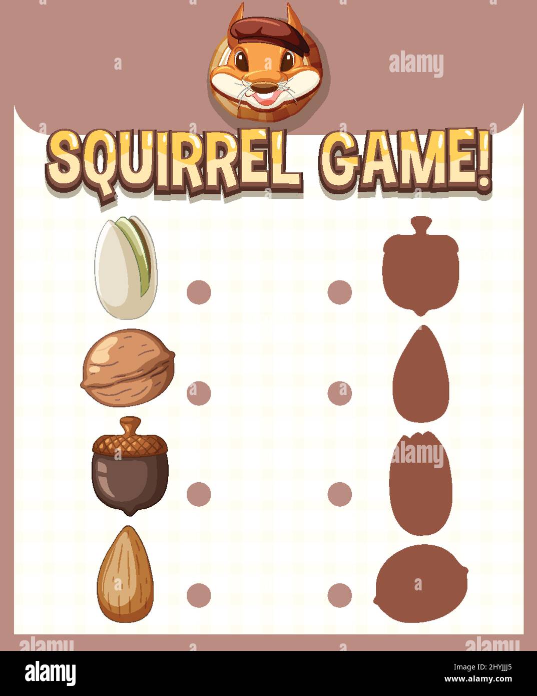 A squirrel matching game worksheet for children illustration Stock ...