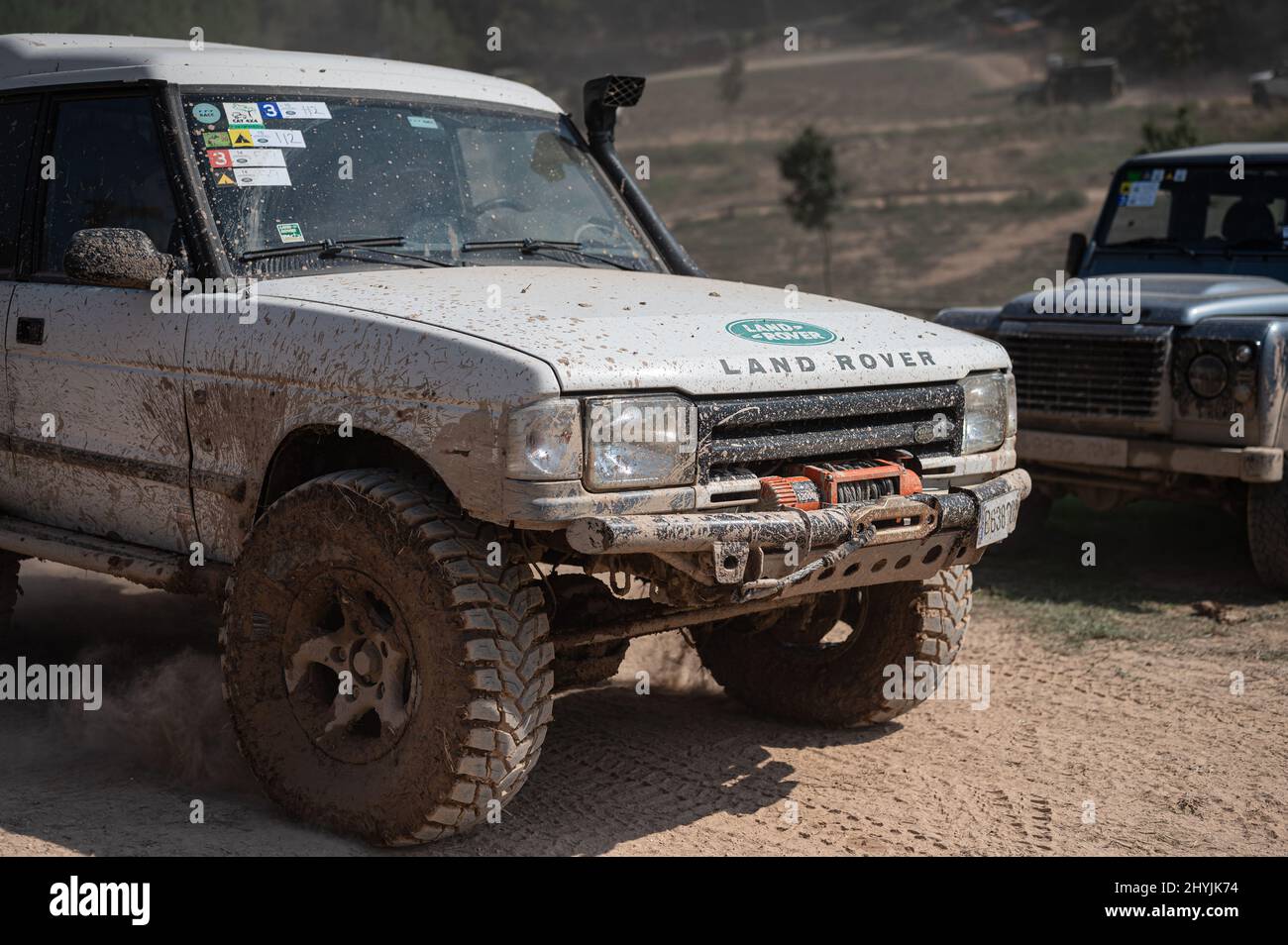 Picture of a First generation Land Rover Discovery dirty with mud Stock ...