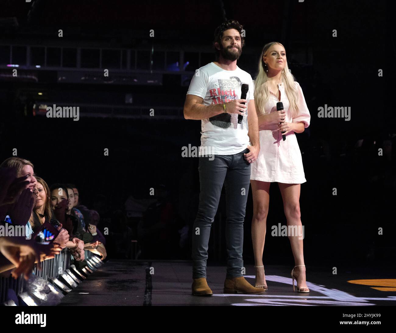 Thomas Rhett and Kelsea Ballerini onstage at the 2019 CMA Fest held at ...