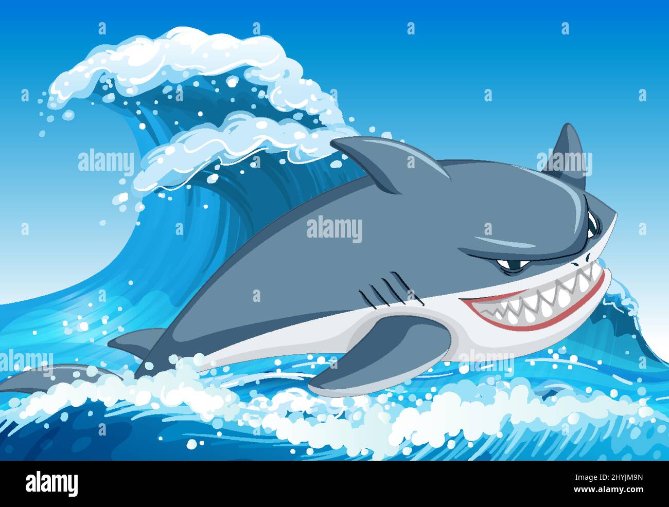 Shark attack concept with aggressive shark illustration Stock Vector ...