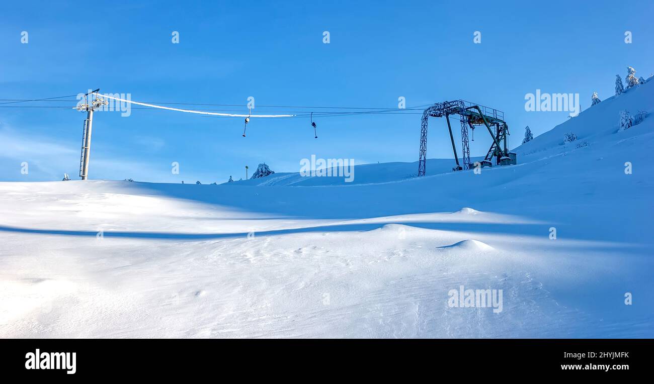 Scenic view of top station of ropeway. Ski resort Stock Photo - Alamy