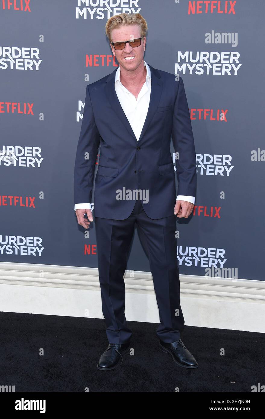 Jake Busey attending the premiere of Murder Mystery in Los Angeles ...
