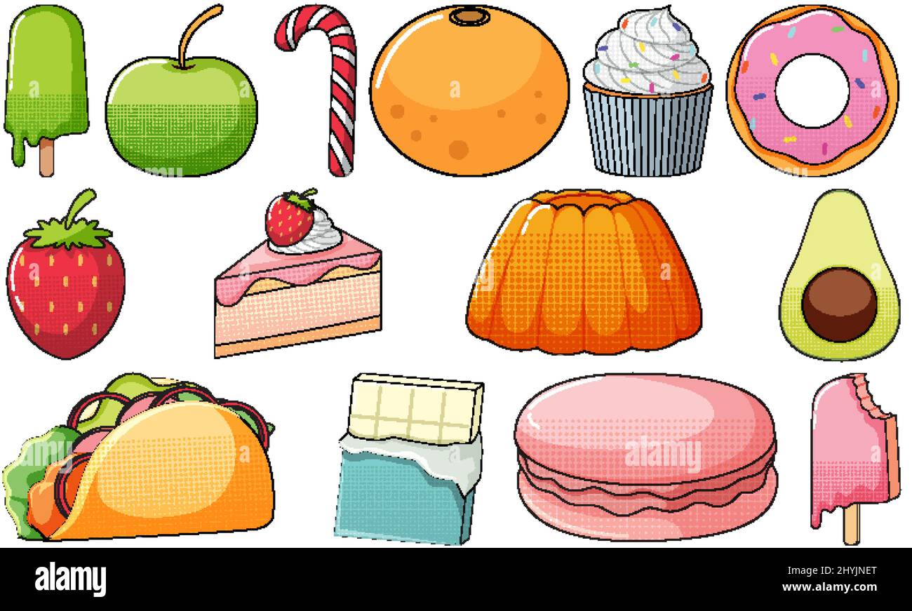 Set of vintage style cartoon on white background illustration Stock ...