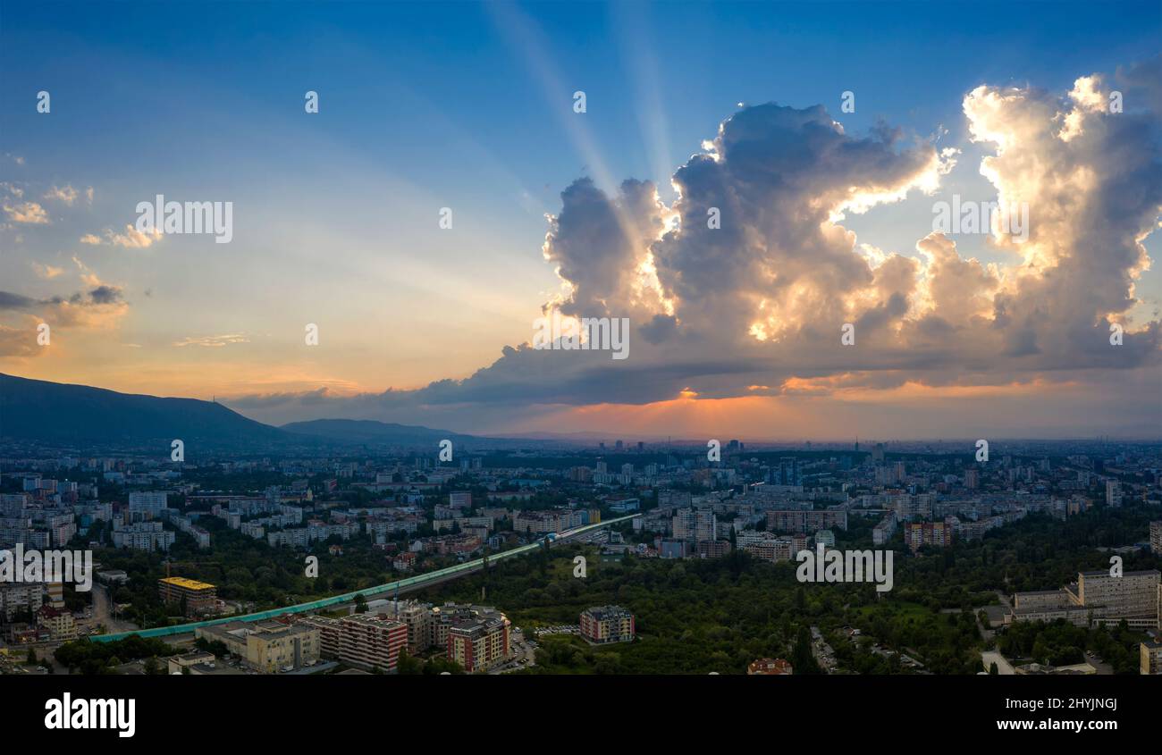 Sofia evening city skyline aerial hi-res stock photography and images ...
