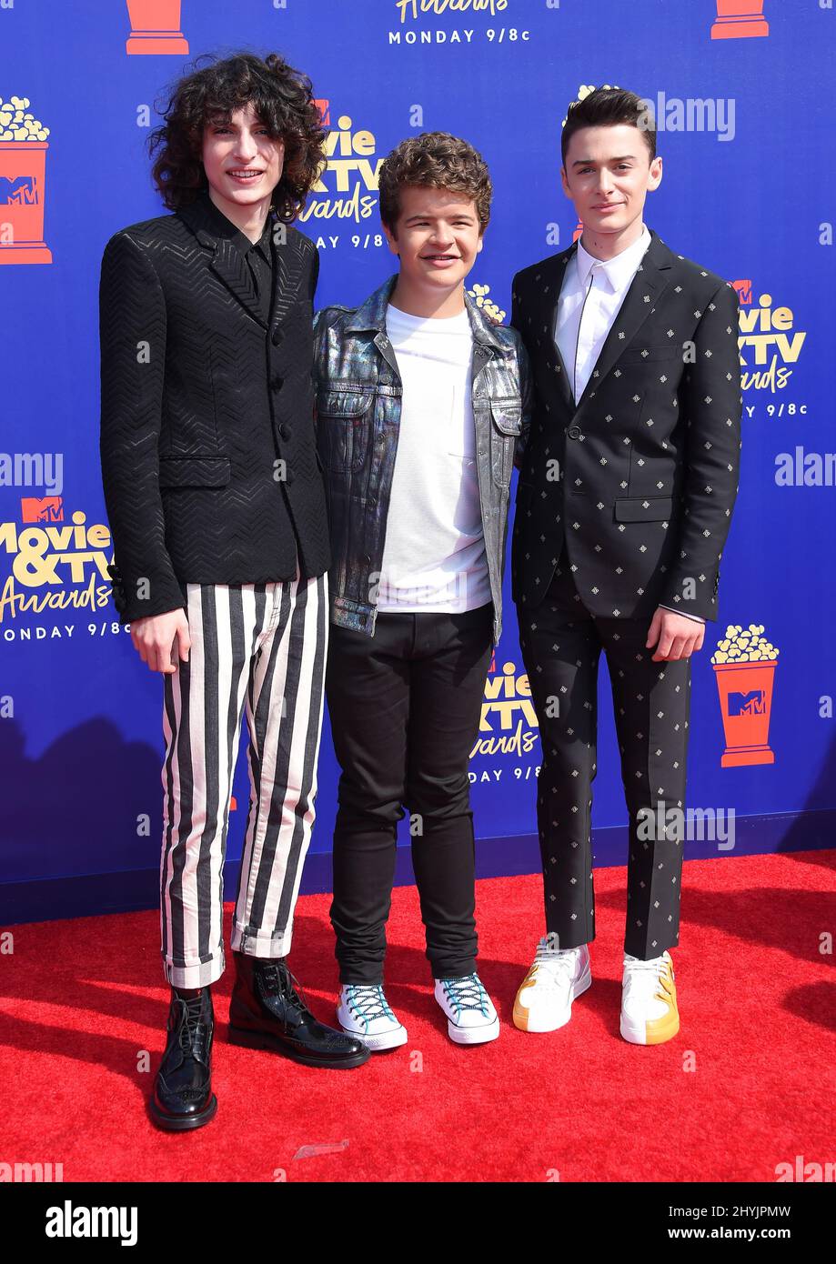 Finn Wolfhard, Gaten Matarazzo and Noah Schnapp arriving to the MTV ...