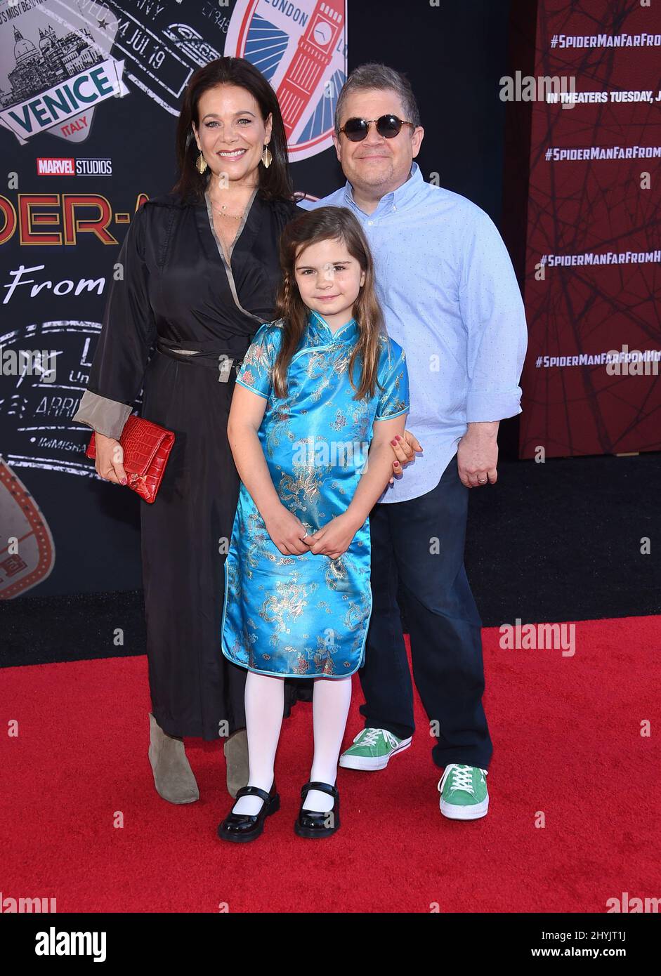 Meredith Salenger, Patton Oswalt and Alice Rigney Oswalt at the "Spider ...