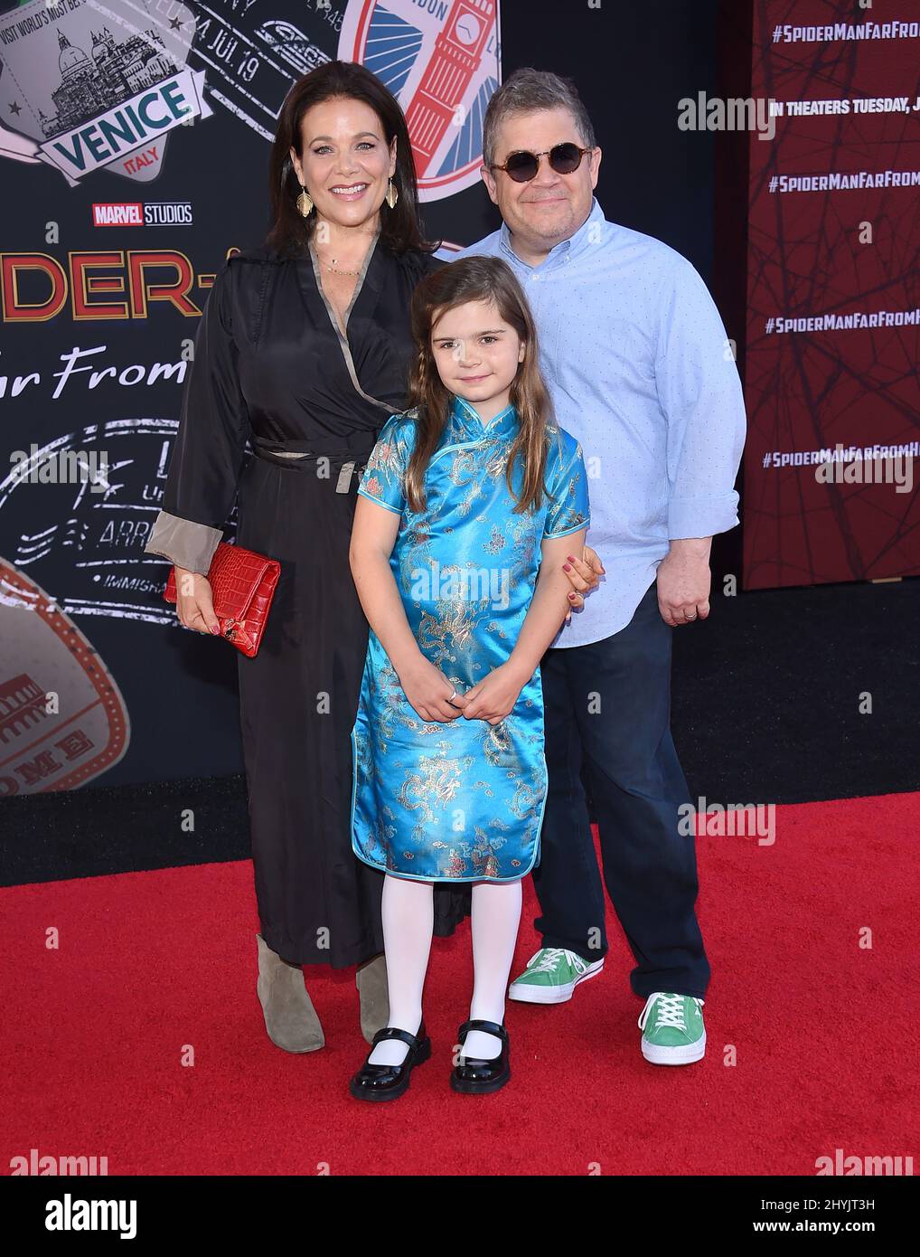 Meredith Salenger, Patton Oswalt and Alice Rigney Oswalt at the "Spider ...
