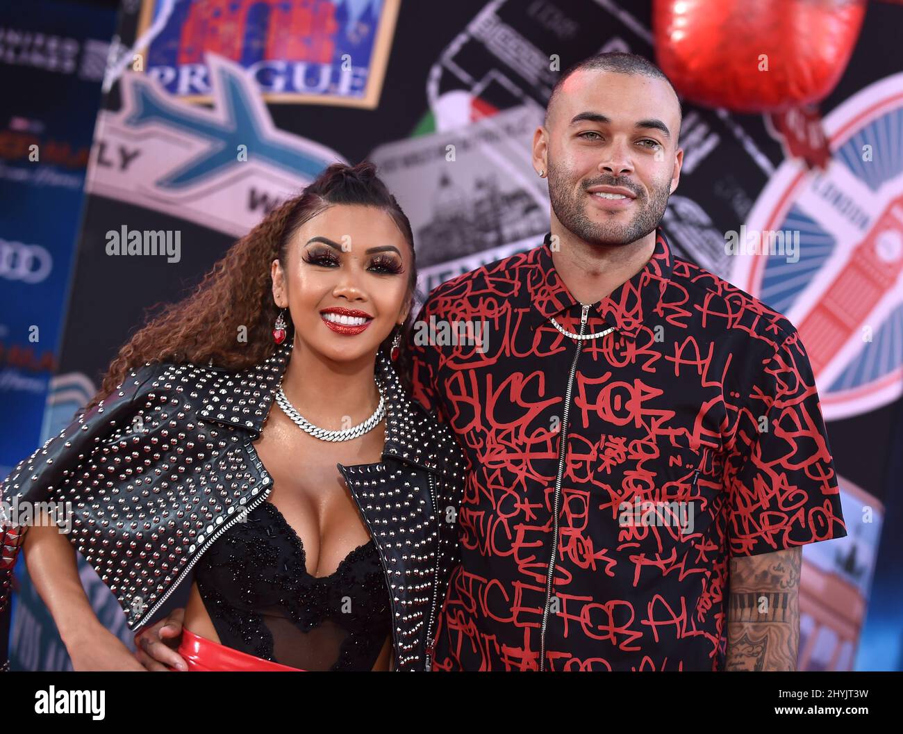 Don Benjamin and Liane V. at the "Spider-Man: Far From Home" world ...