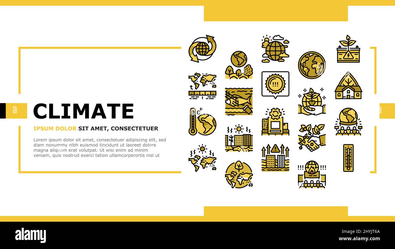Climate Change And Environment Landing Header Vector Stock Vector Image ...