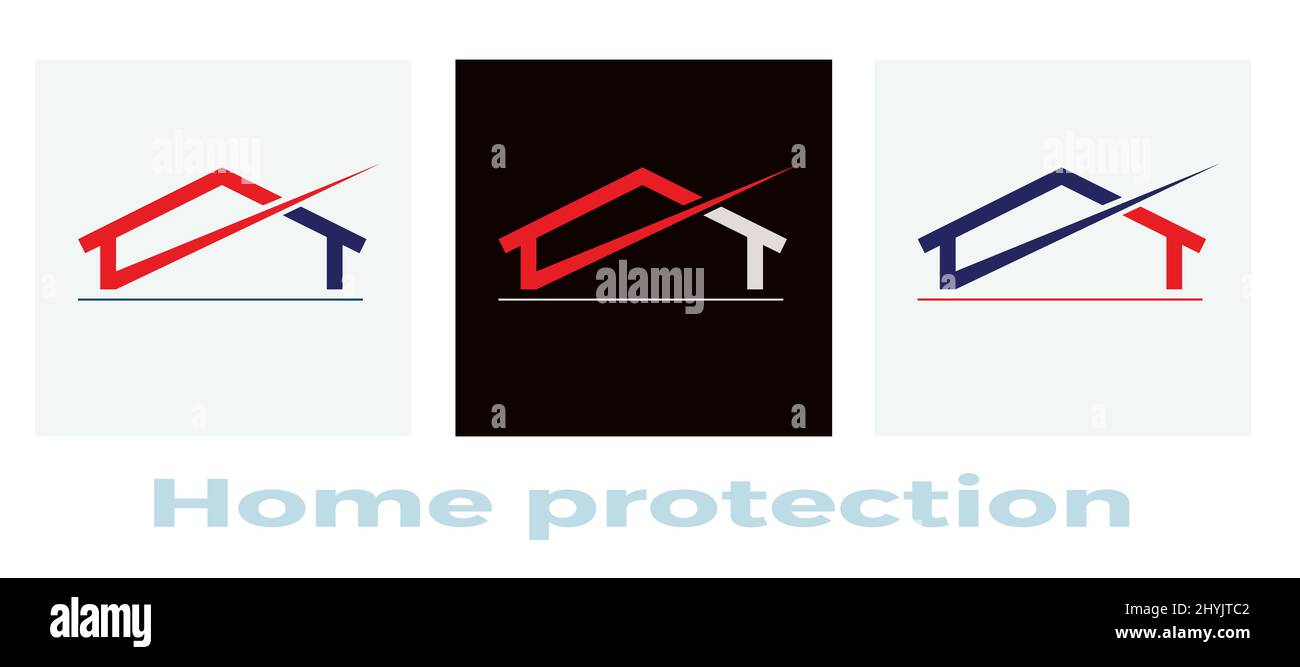 Home Logo Template Design. House protection. Vector illustration set ...
