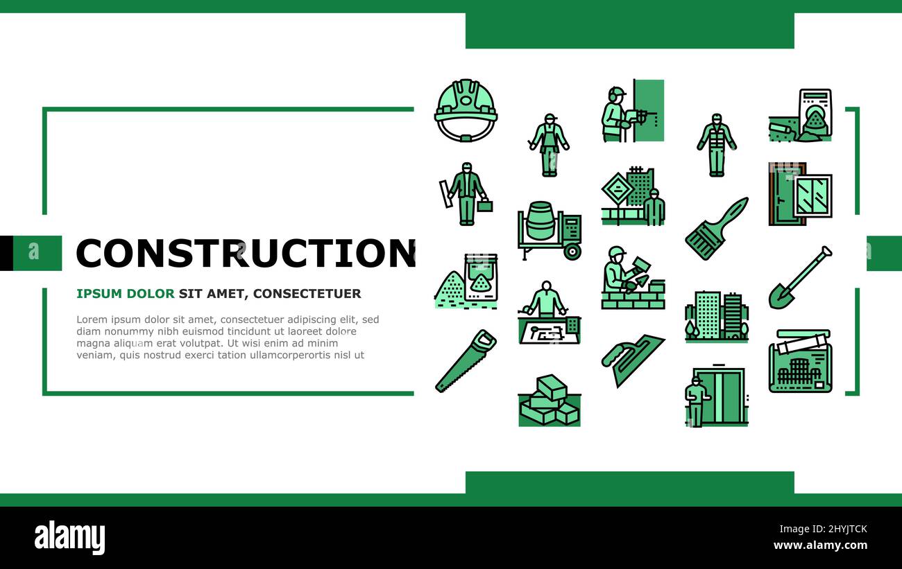 Construction Building And Repair Landing Header Vector Stock Vector ...