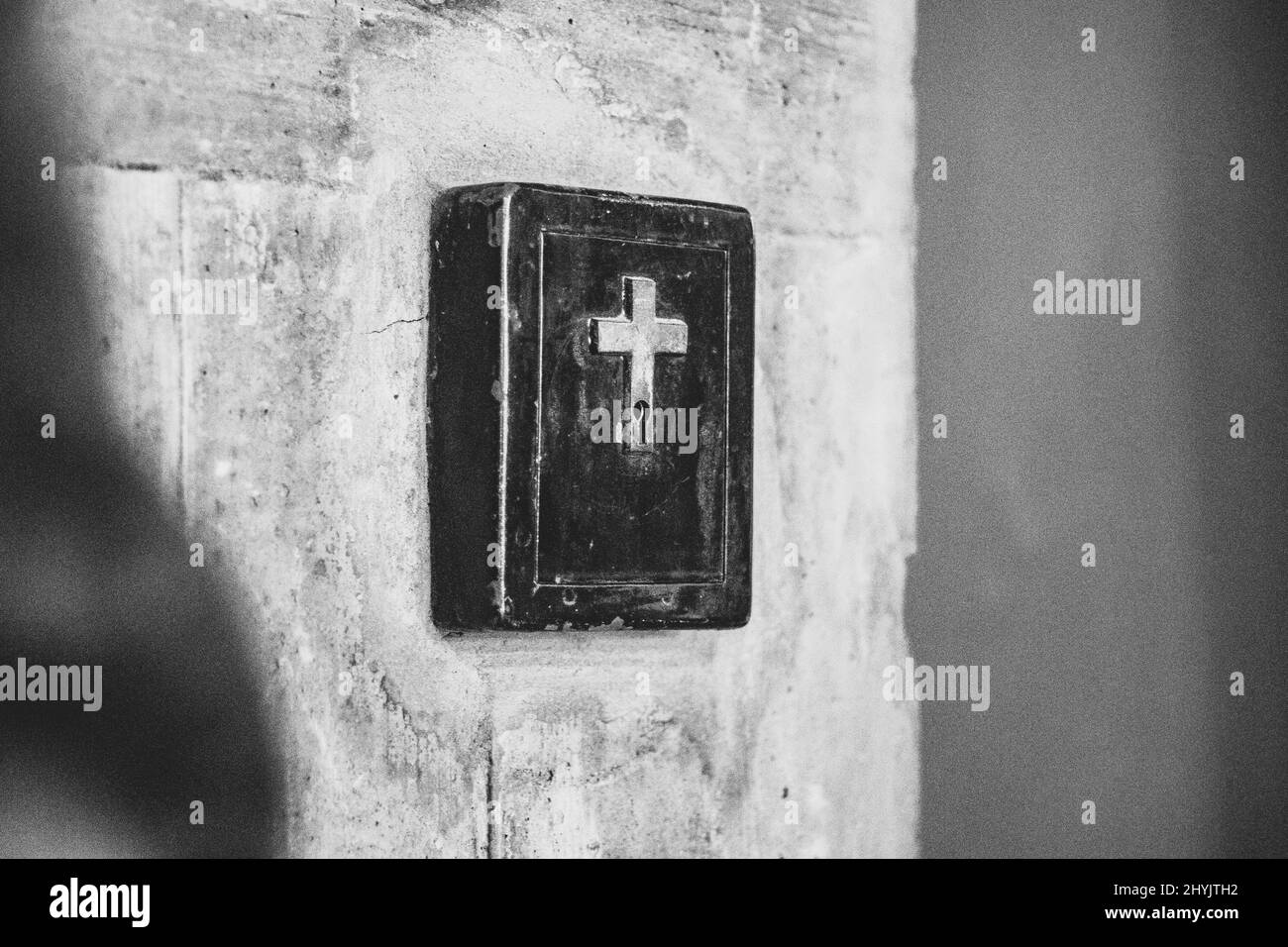 Church cross on wall Black and White Stock Photos & Images - Alamy