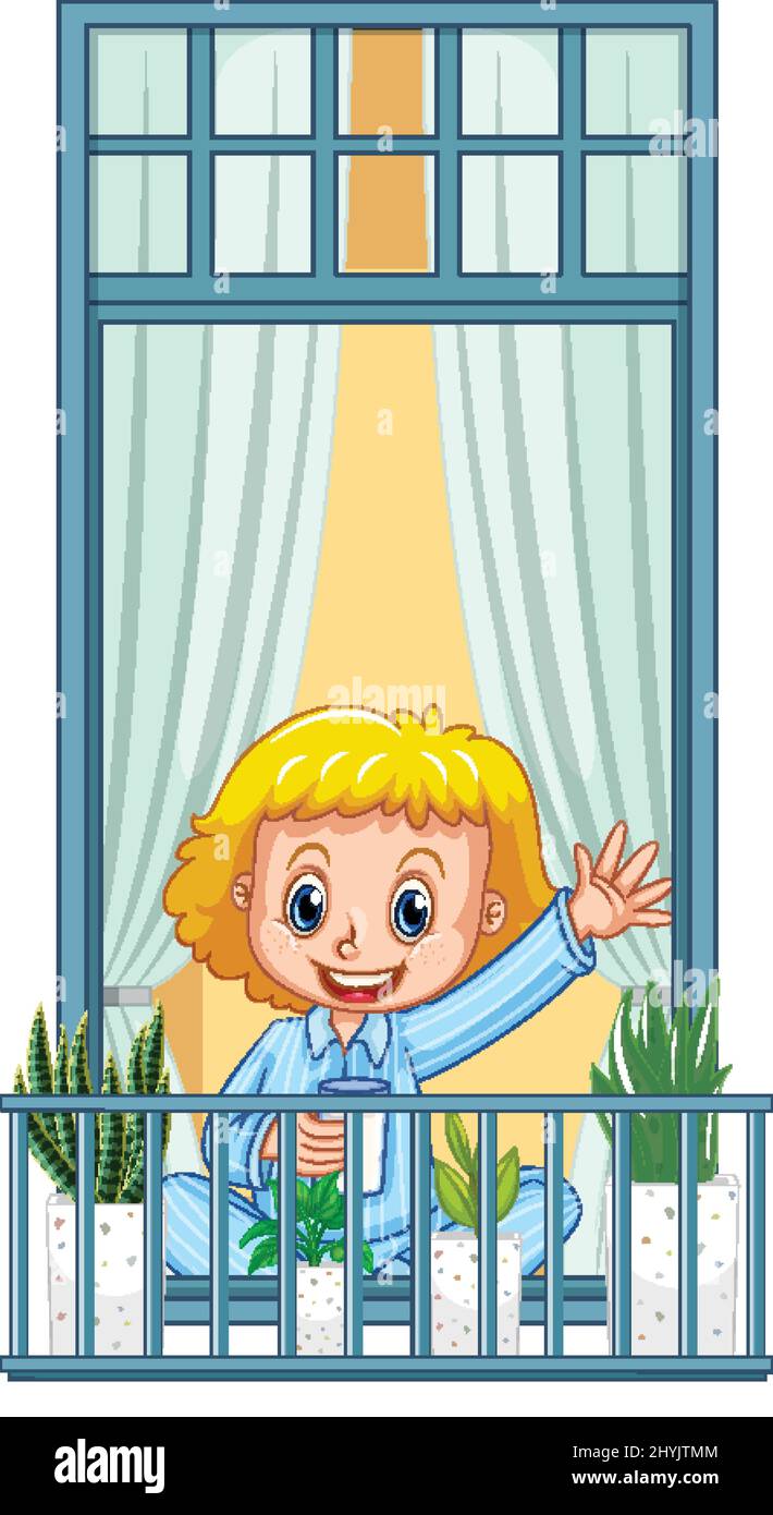 View through the window of cartoon character illustration Stock Vector ...