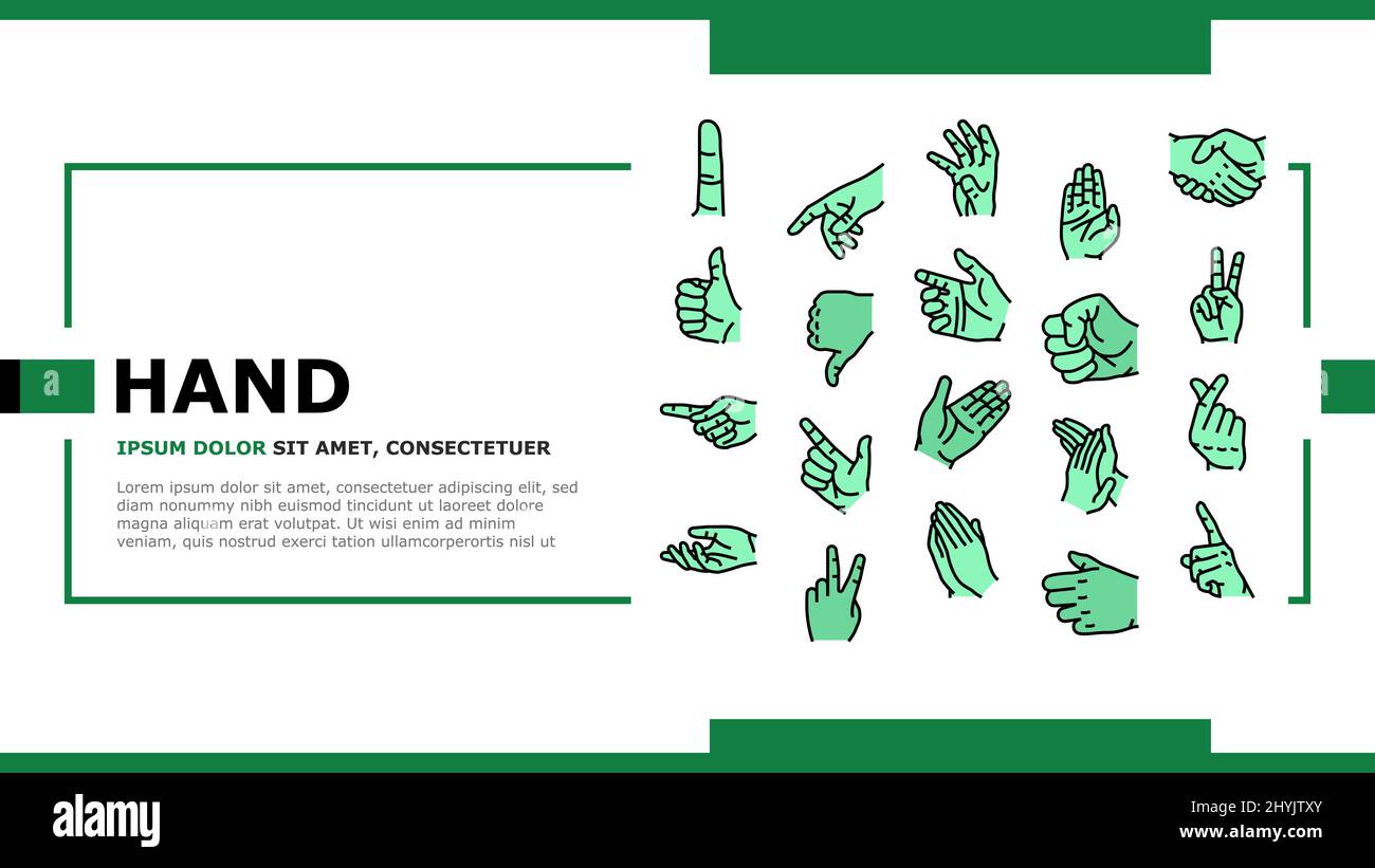 Hand Gesture And Gesticulate Landing Header Vector Stock Vector Image ...