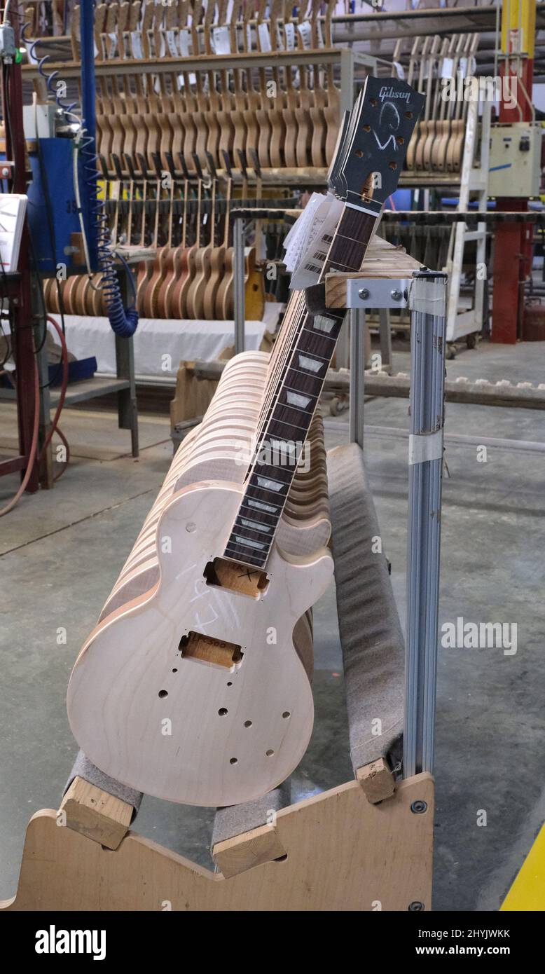 Tour of the Gibson USA Factory on July 17, 2019 in Nashville Stock ...