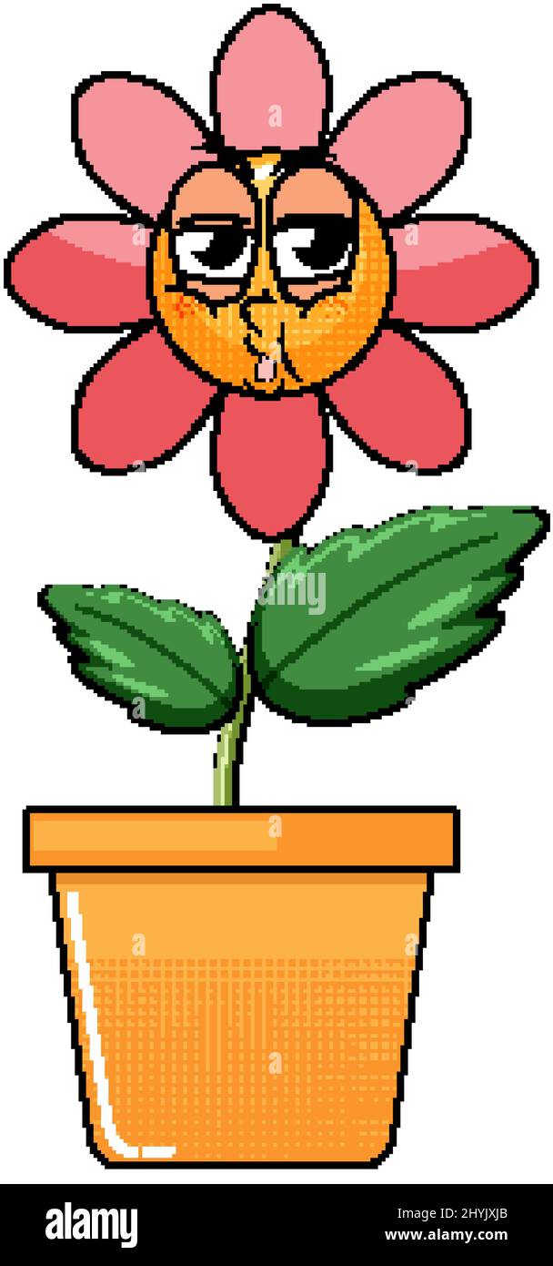 A flower cartoon character on white background illustration Stock ...