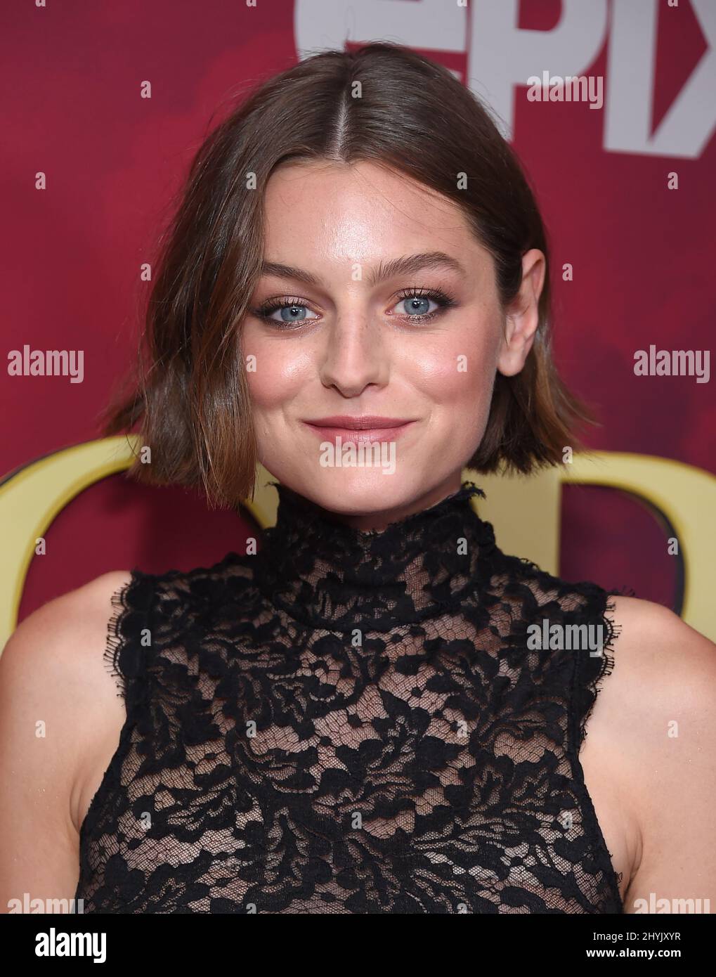 Emma Corrin attending the Pennyworth premiere held at Harmony Gold in ...