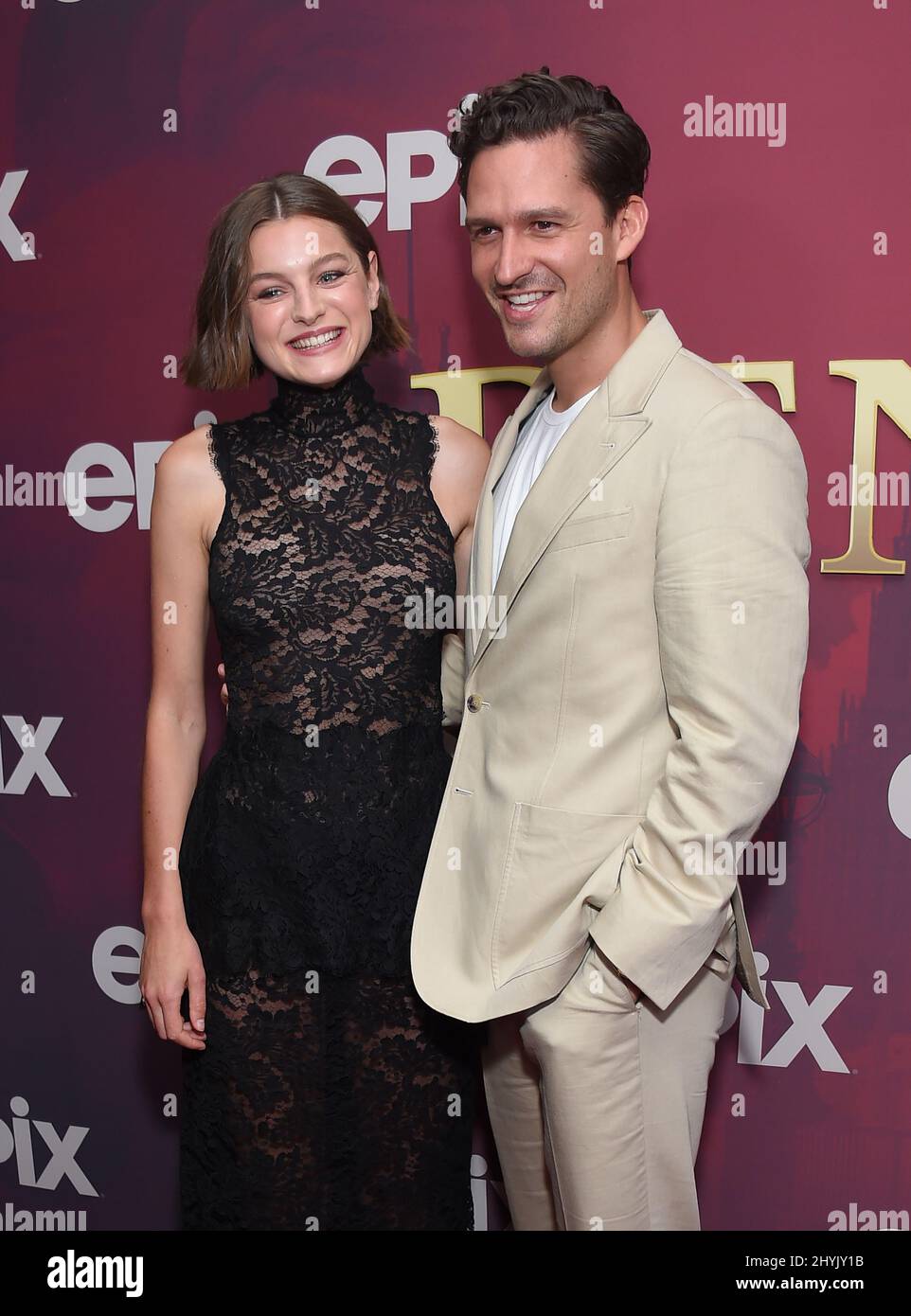 Emma Corrin and Ben Aldridge attending the Pennyworth premiere held at ...